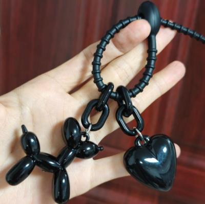 China GUGEER Jelly Balloon Dog Keychain Bulk for Women Teen Girls Black Heart keychain Charm for Backpack Purse Tote Handbag Bookbag for sale