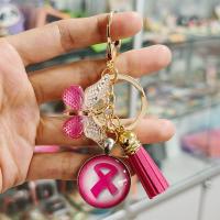 China GUGEER Letter Keychain, pink Butterfly Keychain Cute Resin, Initial Keychain Backpack Charms, Breast Cancer Bag Charms  for Women, Girls for sale