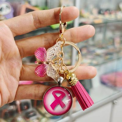 China GUGEER Letter Keychain, pink Butterfly Keychain Cute Resin, Initial Keychain Backpack Charms, Breast Cancer Bag Charms  for Women, Girls for sale
