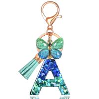 China GUGEER  Initial letter Keychains for Women Tassel Butterfly Pink Purple Cute Car Keychain for Wallet Backpack bag charm for sale