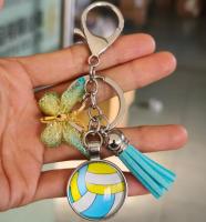 China GUGEER Fashion Volleyball Bag Charms Letter Keychain Tassel Butterfly Pendant Key Ring for Purse Handbags Women Girl for sale