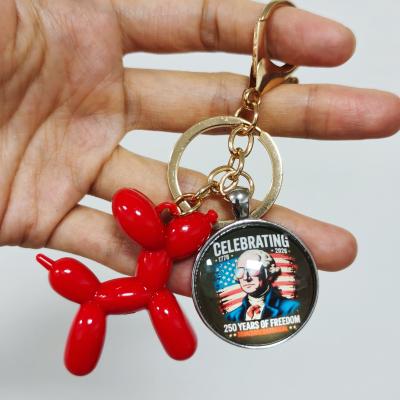 China GUGEER USA 250th Anniversary Merchandise Keychain, Commemorative Keychain, American Semi-quincentennial Metal Key Ring with Flag Charm, Dog keychains,Patriotic Celebration Gift for Men Women for sale
