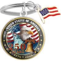 China GUGEER 250th Anniversary USA Patriots Keychain USA 250 Merchandise 1776-2026 Commemorative 250 Year Anniversary Merchandise Key chain Patriotic 4th of July Independence Day Celebration Zinc Alloy for sale