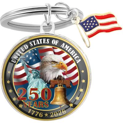 China GUGEER 250th Anniversary USA Patriots Keychain USA 250 Merchandise 1776-2026 Commemorative 250 Year Anniversary Merchandise Key chain Patriotic 4th of July Independence Day Celebration Zinc Alloy for sale