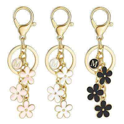 China GUGEER Cute Flower Initial Letter Keychain for Women, Flower Charms, Bag & Purse Charms for Handbags & Backpacks Accessories for sale