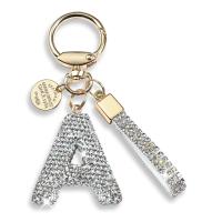 China GUGEER Pink Blue White Initial Letter Keychain Gift for Women Girls Bling Sparkly Cute Backpack Car Key Accessories Lanyard for sale