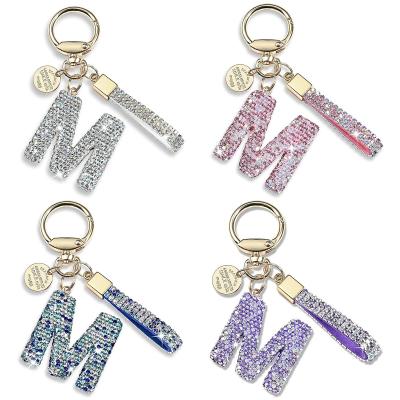 China GUGEER Rhinestone Letter A-Z Keychain for Women Bag Charms Purse Charms For Handbags Metal Alphabet Initial Letter Keychain for sale