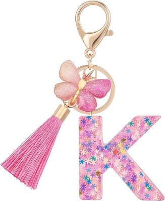 China GUGEER  Cute Pink Key Chains for Women Girls, Initial Letter Keychains with Tassel, Charms for Key Purse Handbags Backpacks for sale