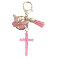 China Cross Keyrings for Women Cute Purple Initial Letter Keychain Butterfly Sequins Resin Alphabet Letter Keyrings Tassel Poms Pendants Car Door Key Chains Ring Bag Charms for Womens Handbags Gift Decor for sale