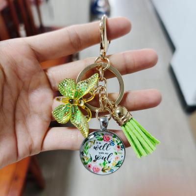 China GUGEER Personalized logo Exquisite Butterfly Keychain,Tassel Pendant Keychain Fashion Key Ring Decorative Bag Accessory for Women Ladies for sale