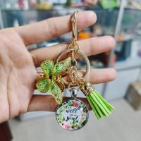 China GUGEER Personalized logo Exquisite Butterfly Keychain,Tassel Pendant Keychain Fashion Key Ring Decorative Bag Accessory for Women Ladies for sale