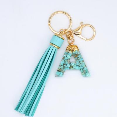 China GUGEER Initial Letter Keychain Cute Resin with 2 PU Tassel, Letter Keychain for Backpack Charms, Initial Keychains for Women for sale