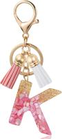 China GUGEER Letter Keychain Charm Colorful Resin Initial Keychain with Double PU Tassel Stylish Accessory for Women Girls Backpacks Wallets for sale