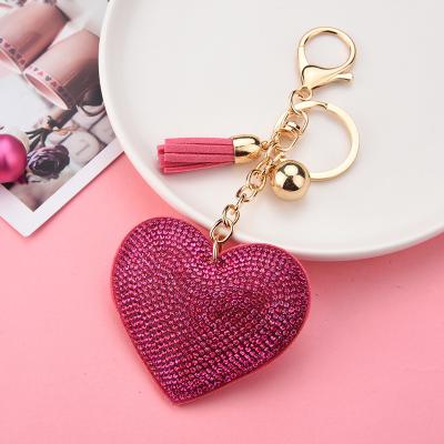 China GUGEER Rhinestone Heart Charm Keychain - Cute Bag Purse Handbag Accessories - Tassel Key Chain for Women Men for sale