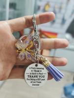 China GUGEER Cute Keychain Butterfly Thank You Keychain Team Keychain Name Tassel Keychain With Personalized Letter for sale