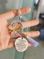 China GUGEER Cute Keychain Butterfly Thank You Keychain Team Keychain Name Tassel Keychain With Personalized Letter for sale