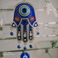 China GUGEER Blue Evil Eye Glass Hanging Pendant Car Rearview Evil Eye Charm Ornament Turkish Greek Amulet Wall Decor Accessories for Good Luck Protection Energy Wedding Party Christmas Home (Fatima) for sale