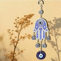 China GUGEER Fatima Bag Charms Purse Charms Hanging Hand of Fatima Blue with Turkish Eye Decorative Door and Window Amulet Protector for Home Ornament and Practical for Wall and Office for sale