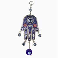 China GUGEER Fatima Bag Charms Purse Charms Hanging Hand of Fatima Blue with Turkish Eye Decorative Door and Window Amulet Protector for Home Ornament and Practical for Wall and Office for sale