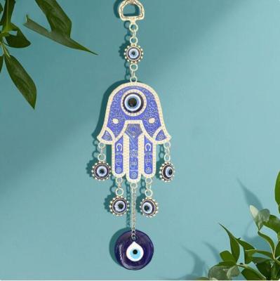 China GUGEER Fatima Bag Charms Purse Charms Hanging Hand of Fatima Blue with Turkish Eye Decorative Door and Window Amulet Protector for Home Ornament and Practical for Wall and Office for sale