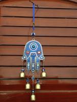 China Blue Evil Eye Hand of Fatima Wind Chimes Outdoor Decoration, Hamsa Hand Windcatcher, Evil Eye Wind Bells, Fatima's Holy Hand Blue Evil Eye Amulet Wind Chimes for Home,Gift for Mom,Balcony,Patio,Garden for sale