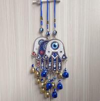 China Blue Evil Eye Hand of Fatima Wind Chimes Outdoor Decoration, Hamsa Hand Windcatcher, Evil Eye Wind Bells, Fatima's Holy Hand Blue Evil Eye Amulet Wind Chimes for Home,Gift for Mom,Balcony,Patio,Garden for sale