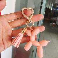 China GUGEER Pink Jelly balloon Dog Keychain Lovely Puppy Key Ring,Cute Pet Animal Keychain Decor Metal Keyring Portable Gift for Girls for sale