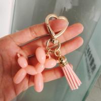 China GUGEER Pink Jelly balloon Dog Keychain Lovely Puppy Key Ring,Cute Pet Animal Keychain Decor Metal Keyring Portable Gift for Girls for sale