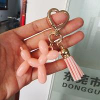 China GUGEER Pink Jelly balloon Dog Keychain Lovely Puppy Key Ring,Cute Pet Animal Keychain Decor Metal Keyring Portable Gift for Girls for sale