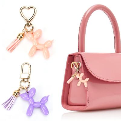 China GUGEER Pink Jelly balloon Dog Keychain Lovely Puppy Key Ring,Cute Pet Animal Keychain Decor Metal Keyring Portable Gift for Girls for sale