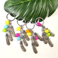 China GUGEER Blue Evil Eye Keychain,Heart Feathers Keychain Turkish Handmade Crystal Amulet Pendant Bag Pendant Ornament Jewelry Good Luck Amulet for sale