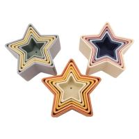 China 100% Silicone Star Stacking Cups Set of 5 Nesting Baby Toys 98mm for sale
