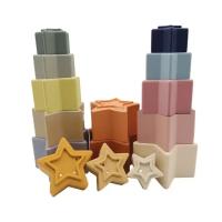 China 100% Silicone Star Stacking Cups Set of 5 Nesting Baby Toys 98mm for sale