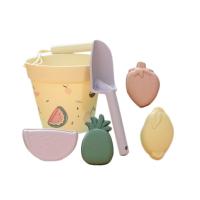 China 100% Food Grade Silicone Beach Bucket Set 6 Pcs Kids Sand Molds Toys BPA Free for sale