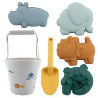 China 100% Food Grade Silicone Beach Bucket Set 6 Pcs Kids Sand Molds Toys BPA Free for sale