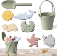 China Silicone Beach Toy Set 8-Piece Bucket Molds for Kids Sand Play BPA-Free for sale