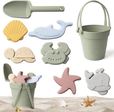China Silicone Beach Toy Set 8-Piece Bucket Molds for Kids Sand Play BPA-Free for sale
