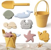 China Silicone Beach Toy Set 8-Piece Bucket Molds for Kids Sand Play BPA-Free for sale