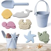 China Silicone Beach Toy Set 8-Piece Bucket Molds for Kids Sand Play BPA-Free for sale