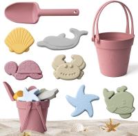 China Silicone Beach Toy Set 8-Piece Bucket Molds for Kids Sand Play BPA-Free for sale