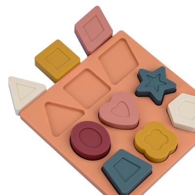 China Food Grade Silicone Puzzle BPA Free Montessori Shape Stacking Toy 183x180x21mm for sale