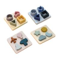China Baby Silicone Teething Jigsaw Puzzle Montessori Sensory Toys 120x120x40mm 250g for sale