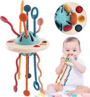 China Baby Sensory Montessori Silicone Pull String Toy 4.7x4.7x9.5cm Travel Teether for sale