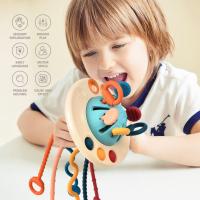 China Baby Sensory Montessori Silicone Pull String Toy 4.7x4.7x9.5cm Travel Teether for sale