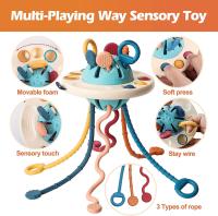 China Baby Sensory Montessori Silicone Pull String Toy 4.7x4.7x9.5cm Travel Teether for sale