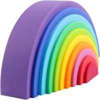 China Food Grade Silicone Rainbow Stacking Blocks 7 Piece Educational Toy for Kids for sale
