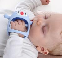 China Food Grade Silicone Baby Teether Pacifier 0-6 Months Hand Wrist Teething Toy 55g for sale