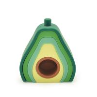 China Food Grade Silicone Avocado Stacking Blocks Baby Montessori Toy 5 Piece Set for sale