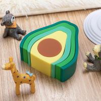 China Food Grade Silicone Avocado Stacking Blocks Baby Montessori Toy 5 Piece Set for sale