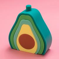 China Food Grade Silicone Avocado Stacking Blocks Baby Montessori Toy 5 Piece Set for sale